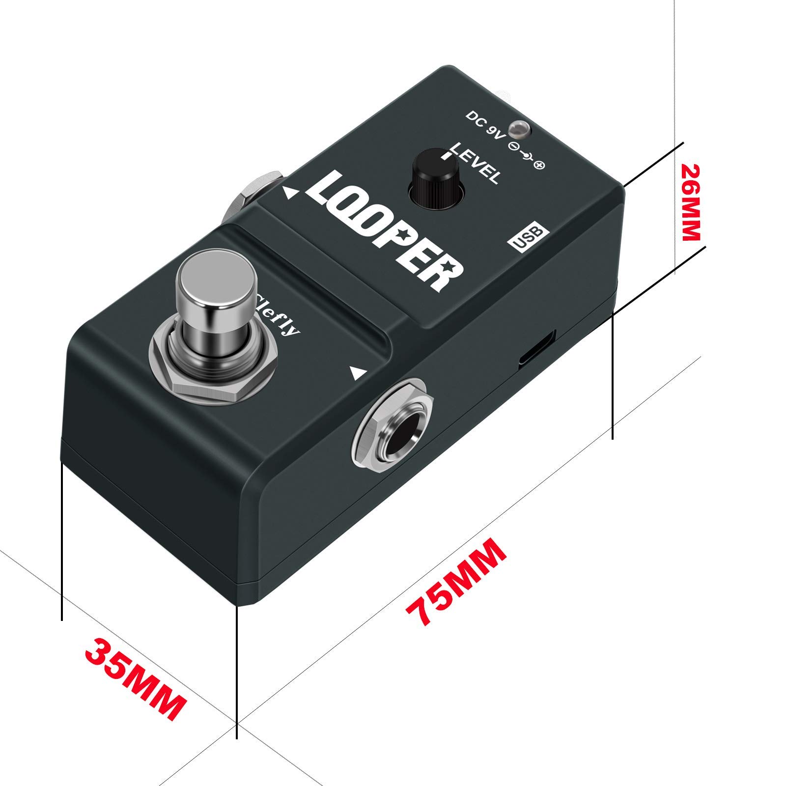 Clefly Tiny Looper Pedal Electric Guitar Effect Loop Pedal 10 Minutes of Looping Unlimited Overdubs USB Port True Bypass