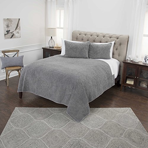 Rizzy Home | BQ4566 | Polyester King Sham | 20"x36" Gray/Black/Nuetral Solid