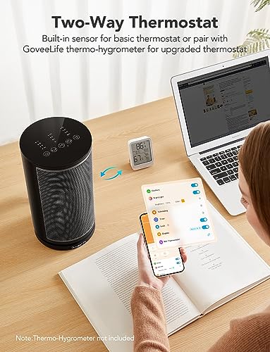 GoveeLife Smart Space Heater, Electric Space Heater with Thermostat, Wi-Fi & Bluetooth App Control, Works with Alexa & Google Assistant, 1500W Ceramic Heater for Bedroom, Indoors, Office, Living Room