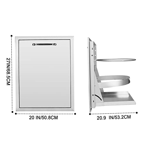 Karpevta Built-in Trash Drawer W20''XD20.9''XH27''Propane Drawer and Adjustable Garbage Ring Roll-Out Trash/Propane Tank Drawer Storage Trash Bins/Propane Tank for BBQ Island Patio Grill Station