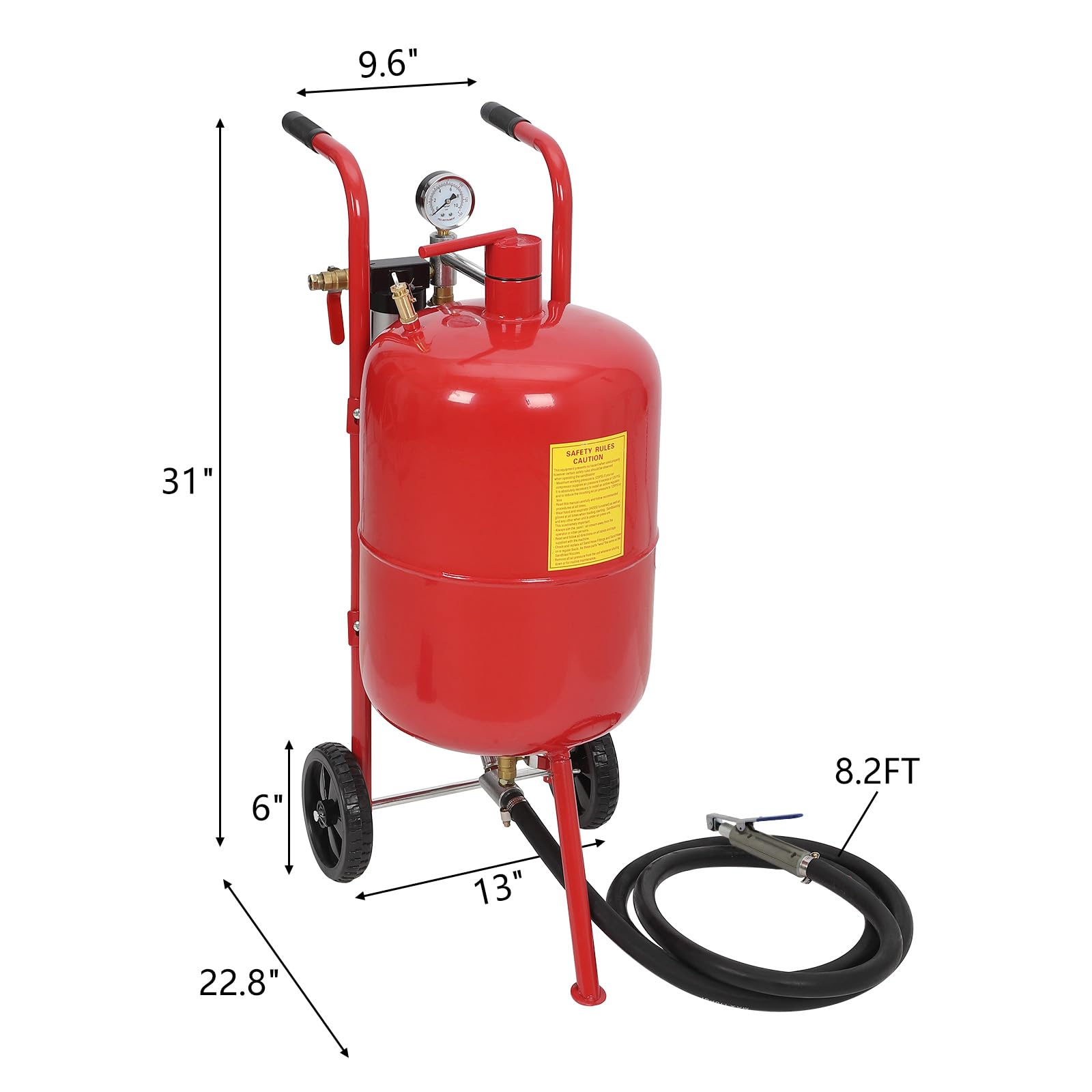 GAOMON Sand Blaster 20 Gallon, Portable Air Sandblaster 125PSI, High Pressure Air Sandblaster with 6" Wheels, Rust Removal and Special Surface Treatment of Material