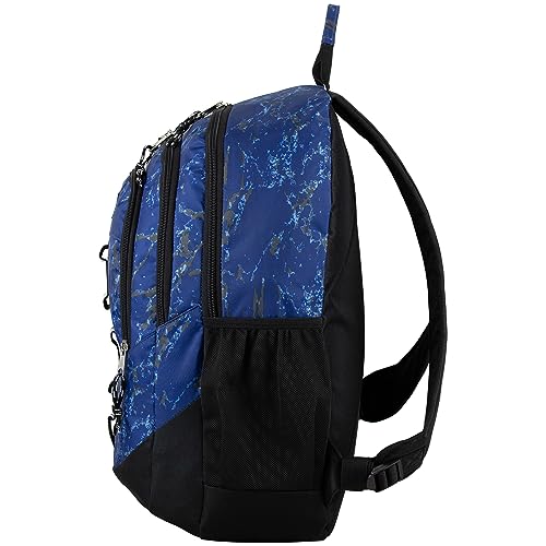 FUEL Large Multipocket Unisex Backpack with Water Resistant Bottom for Class, Travel, and Outdoors - Blue Marble
