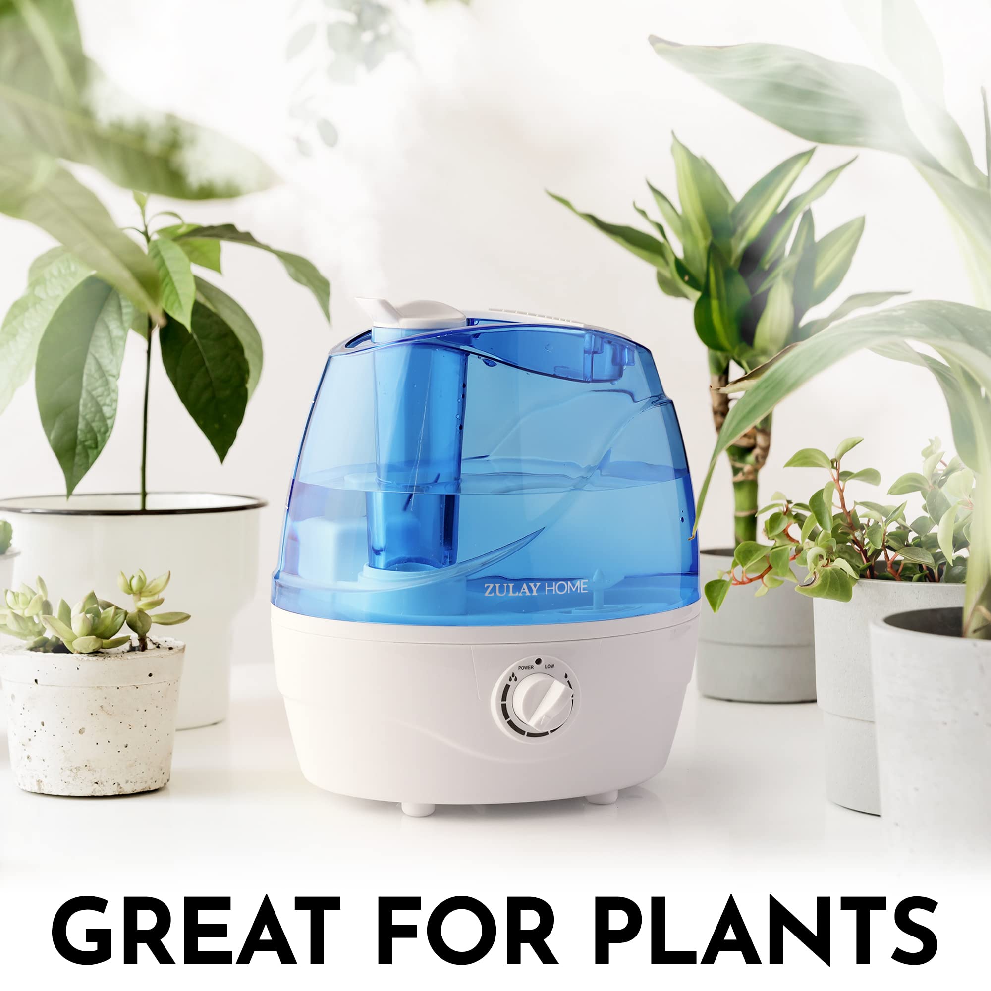 Zulay Cool Mist Humidifiers (2.2L Water Tank) - Quiet Ultrasonic Humidifiers For Bedroom with Auto-Shutoff Feature - Air Humidifier For Plants, Babies Nursery and Kids Room (Blue)