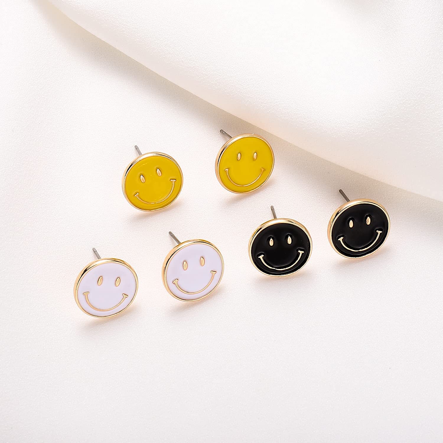 Cute Smile Face Small Stud Earrings Fun Round Happy Face Stud Earrings Trendy Summer Jewelry Gift for Women Girls