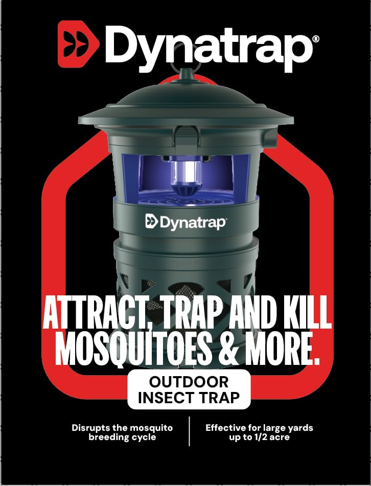 DynaTrap DT1130-GRSR 1/2 Acre Mosquito & Flying Insect Outdoor Trap and Killer – Kills Mosquitoes, Flies, Wasps, Gnats, & Other Flying Insects - Bug Zapper Alternative – Green