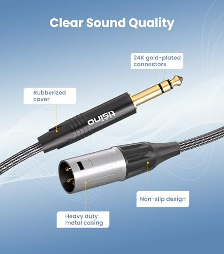 tisino 1/4" to XLR Cable, 6.35mm TRS to XLR Male Nylon Braid Quarter inch TRS to XLR Male Balanced Interconnect Microphone Cord Patch Cable - 10ft