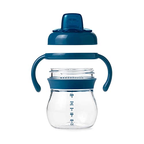 OXO Tot Transitions Soft Spout Sippy Cup with Removable Handles, Navy, 6 Ounce (2 Pack)
