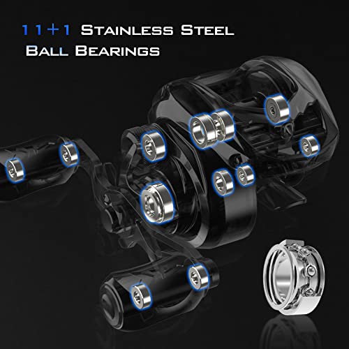 KastKing Verus Baitcasting Fishing Reel, New Assassin Version, Only 5.4 oz. Carbon Fiber Frame & Side Covers, Carbon Fiber Drag System & 11+1 Double Shielded Ball Bearings, 8.1:1 Gear Ratio