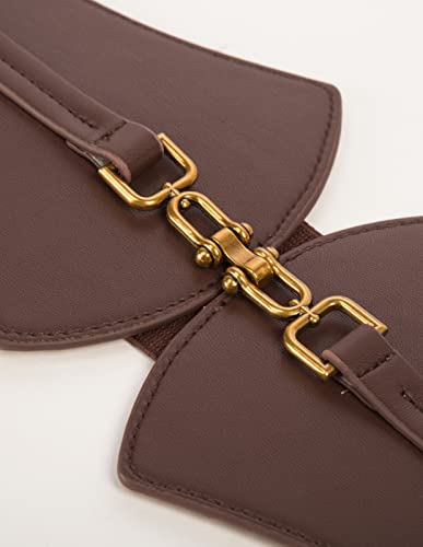 GRACE KARIN Women Stretchy Belt for Dresses Vintage Elastic Wide Waist Belt Dark Brown XL