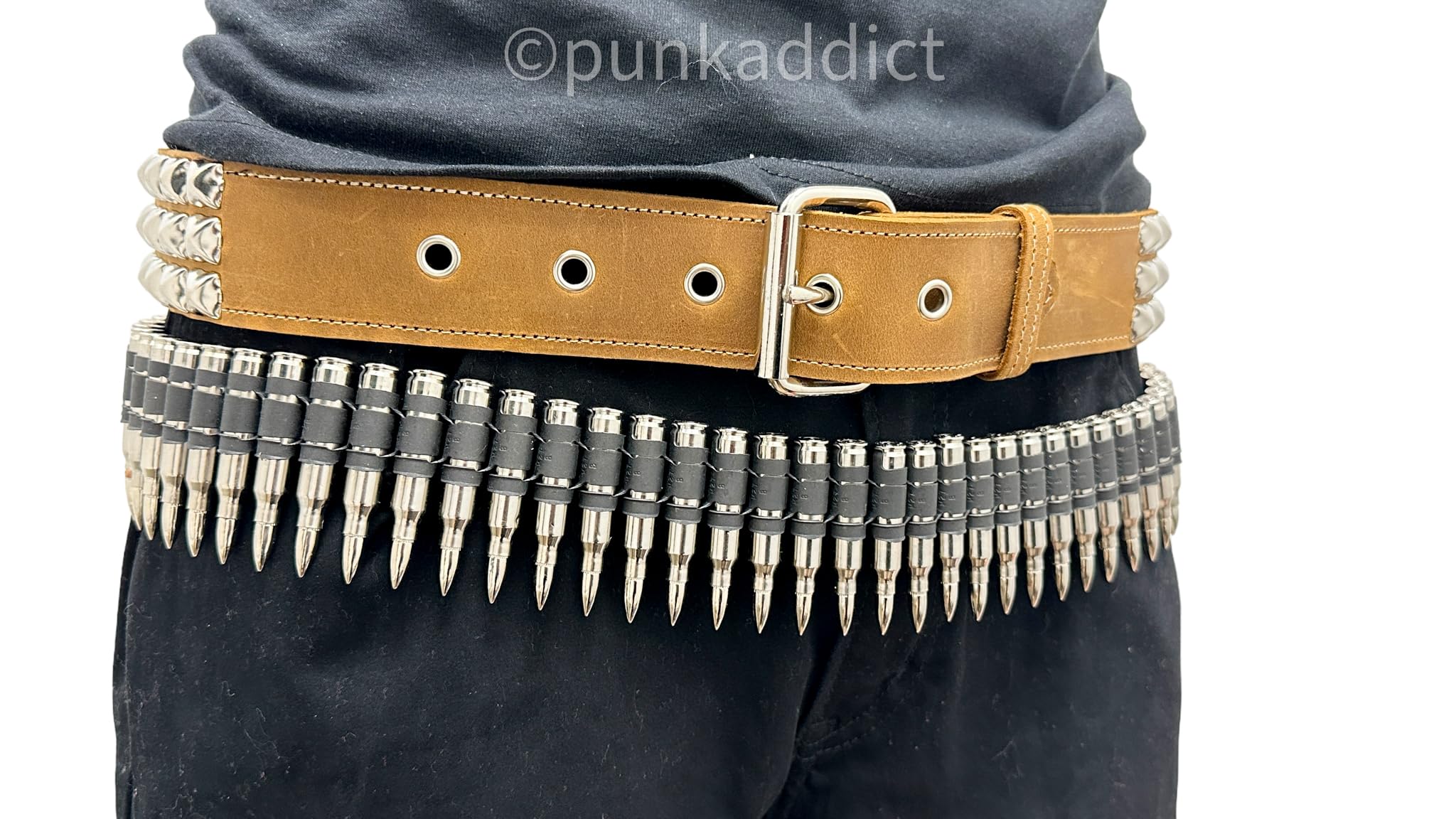 Bullet Belt .223 Caliber Nickel Shell Nickel Tip Defused Dummy Black Link 42" 90 Bullet Link