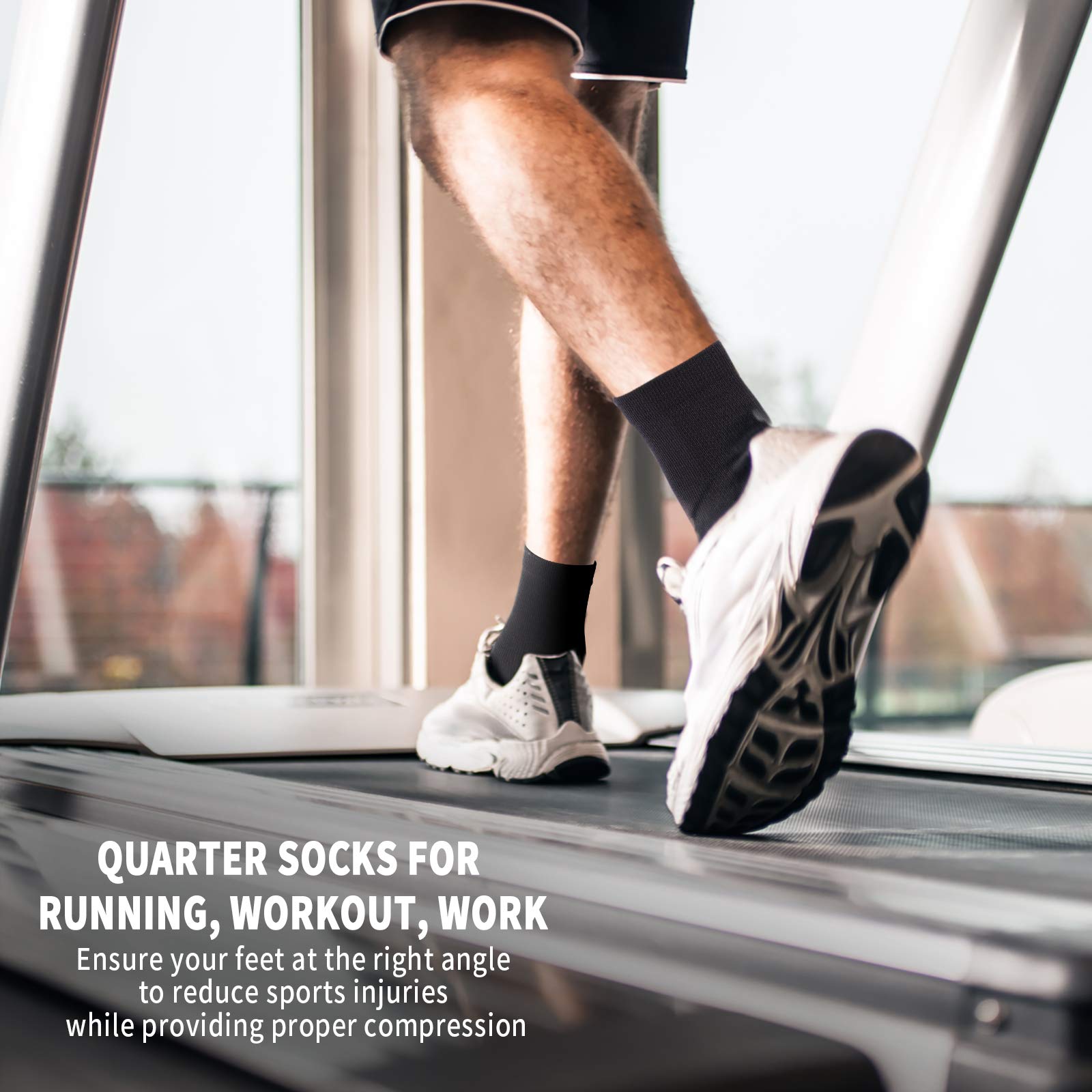 Compression Running Ankle Socks for Men and Women (6 Pairs), Quarter Athletic Socks for Running, Cycling, Golf, Work