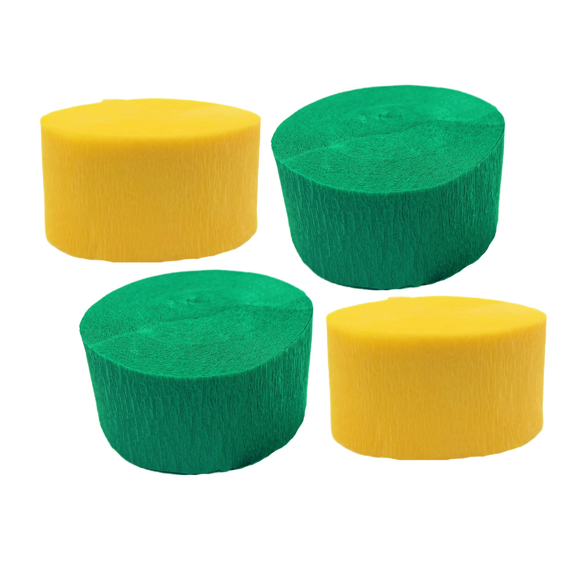 Green and Gold Yellow Crepe Paper Streamers (2 Rolls Each Color), 290 Feet Total, Made in USA