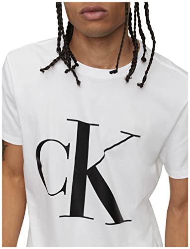 Calvin Klein Men's Monogram CK Jeans Crewneck T-Shirt, Brilliant White, Medium