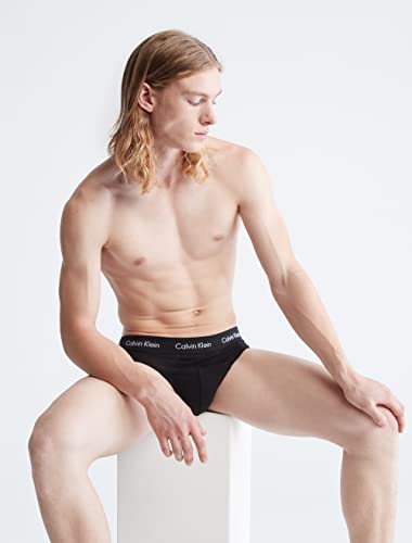 Calvin Klein Men's Cotton Stretch 7-Pack Hip Brief, Black, M