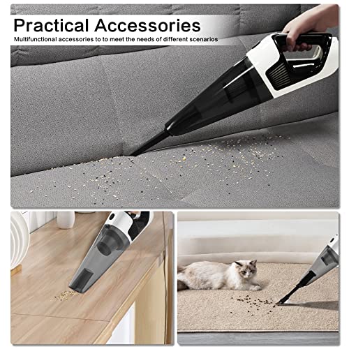 SEALON SY01 Cordless Handheld Vacuum, Hand held Vacuum Cleaner with LED Lights, Large Dirt Bowl, 4 Attachments,10000PA Strong Suction for Home & Car Use, Black