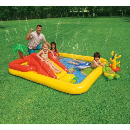 Intex 57454EP 100-inch x 77-inch Inflatable Ocean Children's Play Center Outdoor Backyard Kiddie Pool and Game Set