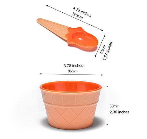 Dessert Bowls, 4 Pack Ice Cream Bowl Spoon Set,Frozen Yogurt Cups with Spoons Durable Plastic Candy Color Lovely Dessert Bowl DIY Ice Cream Tools For Festive Party Favor Kids Gift