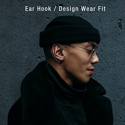 Lymoc Bluetooth Earpiece,Wireless Headset Earpieces Hansfree Trucker Earphones for Cell Phones V5.0 Ear Hook 25 Hours Talktime Microphone CVC6.0 Noise Cancellation for Walking Running Driving, Blue