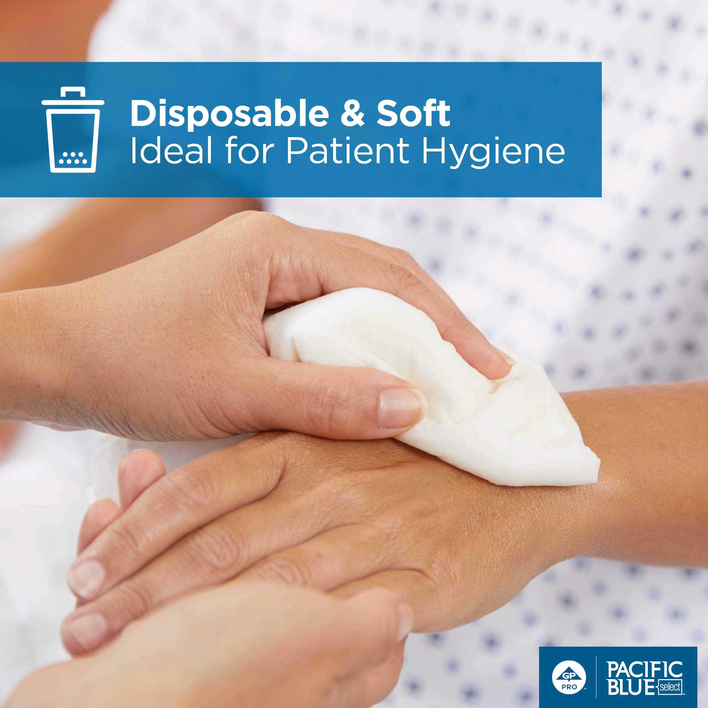 Pacific Blue Select A300 Disposable Patient Care Washcloth by GP PRO (Georgia-Pacific), 29506, 1/4 Fold, White, 55 Towels Per Pack, 24 Packs Per Case, Towel (WxL) 13" x 10