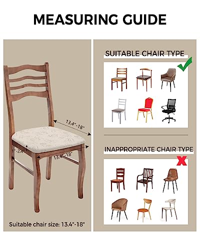 Seat Covers for Dining Room Chairs, Hand Drawn Women's High Heels Ombre Khaki Texture Fitted Stretch Jacquard Chair Seat Covers, Removable Washable Kitchen Dining Chair Slipcovers Protector Set of 6