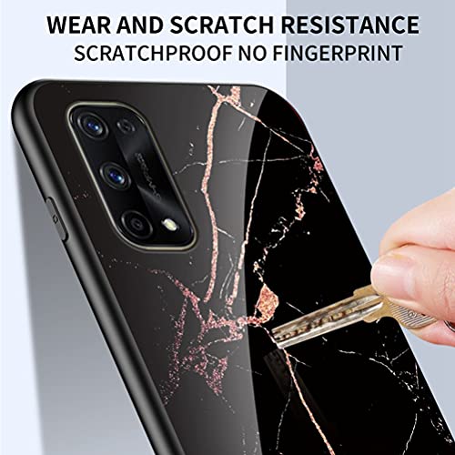 Grandcaser Case for Realme 7 Pro Ultra-Thin TPU Bumper Marble Polished Granite Pattern Glass Case Never Fade Protective Cover for Realme 7 Pro 6.4" -Emerald