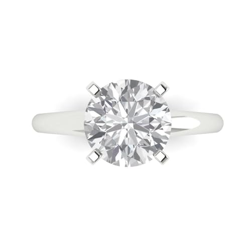 Clara Pucci 2.50ct Round Cut Solitaire White Lab Created Sapphire Engagement Bridal Promise Anniversary Ring in 18K White Gold 4.25