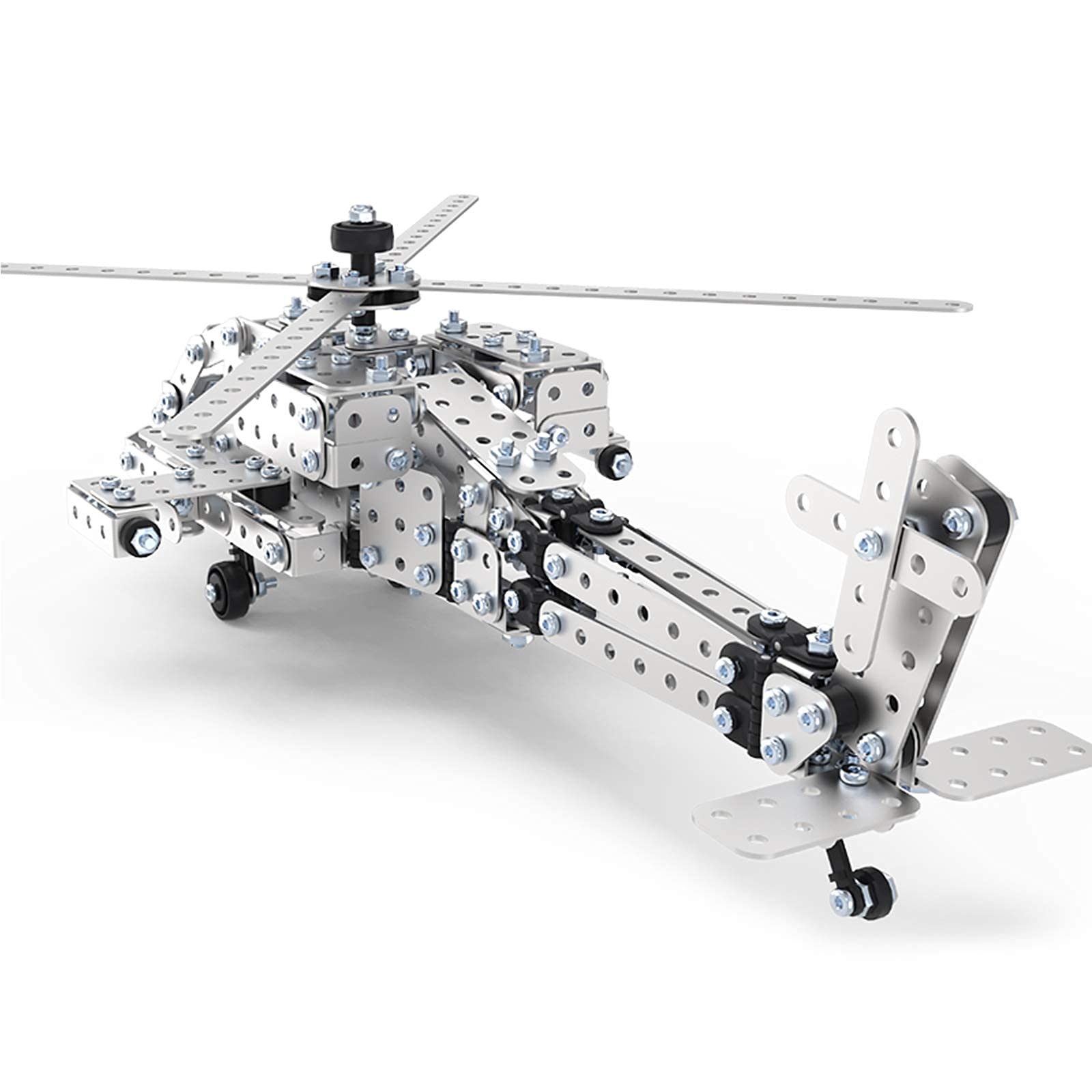 Steel World Assembled Helicopter Toy Model Metal Building Block Set Construction Toys for Children and Adults