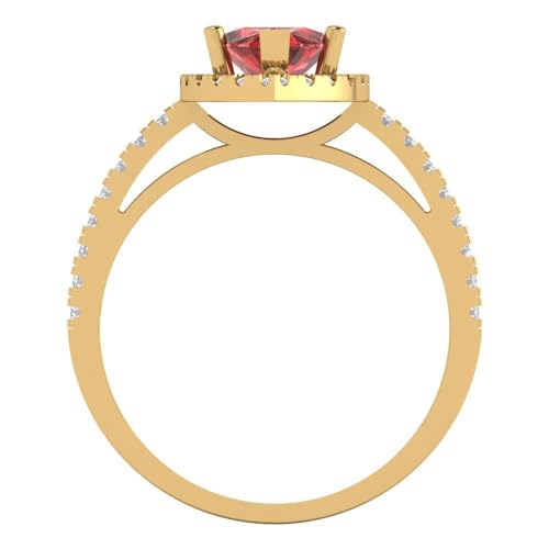 Clara Pucci 2.38 ct Marquise Cut Solitaire Halo Natural Red Garnet Engagement Promise Anniversary Bridal Ring 18K Yellow Gold 8.25