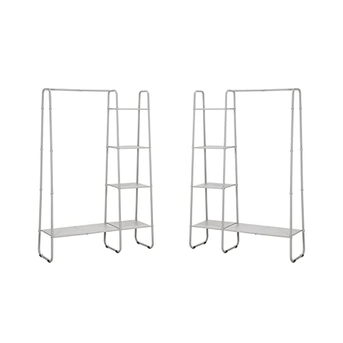 SunnyPoint Freestanding Clothes Metal Garment and Accessories, Organizer Closet Rack (WHT)