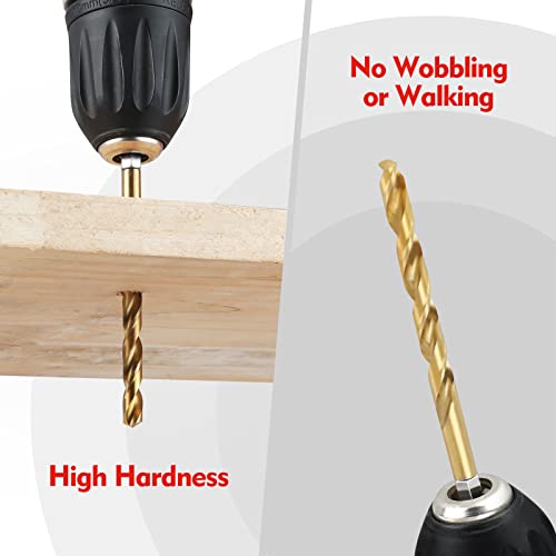 WORKPRO 9-Piece 1/4" Hex Shank Drill Bit Set, Titanium Plating HSS Drill Bits from 1/16" to 3/8" for Metal, Steel, Wood, PVC, Quick Change Design