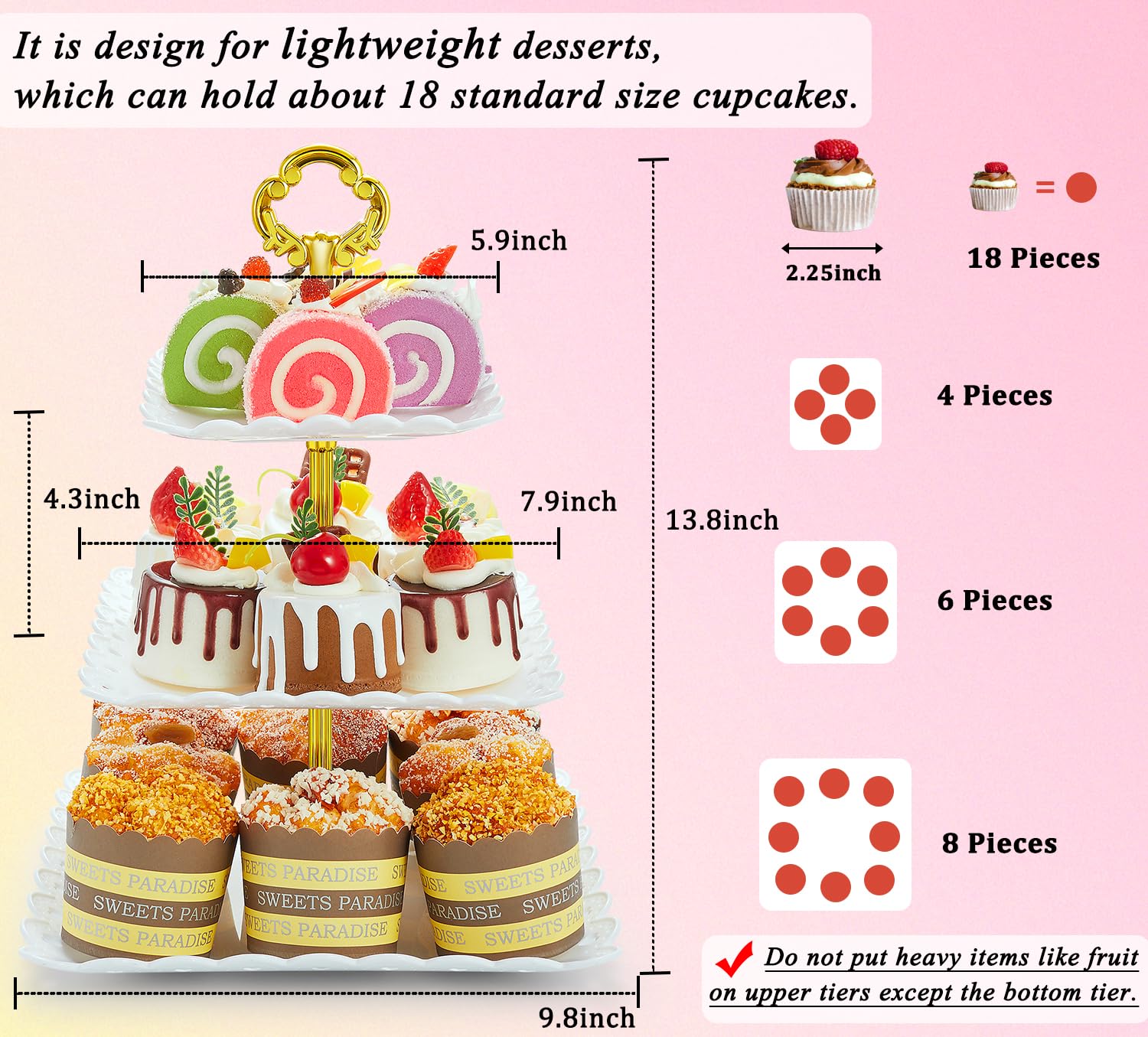 Dessert Table Display Set, 5 Pcs Cupcake Stand Set, Yuugitil White Gold Square Cupcake Tower & 14.5" Appetizer Serving Trays for Party, 3 Tier Cupcake Holder for Wedding Birthday Baby Shower