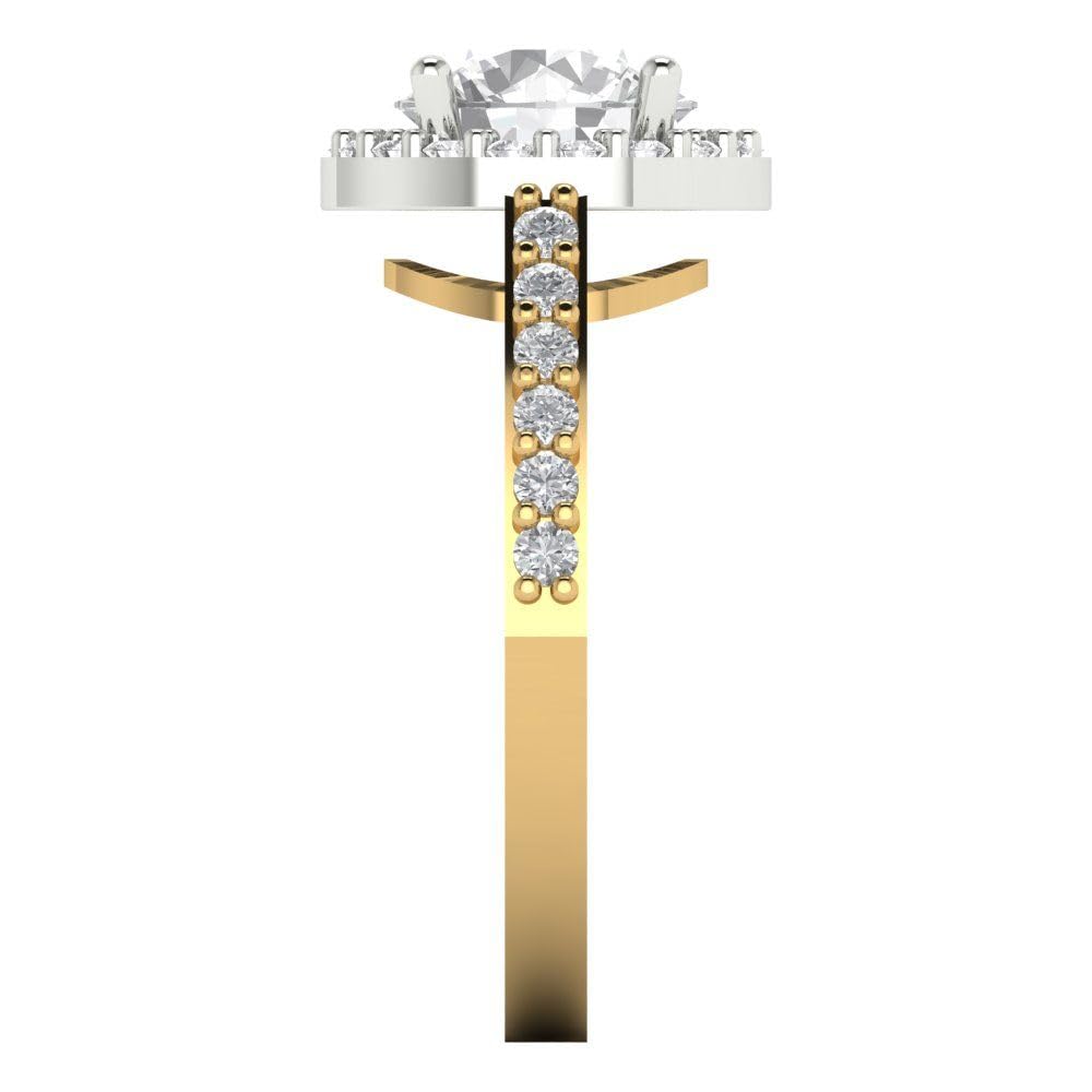 Clara Pucci 2.40 ct Round Cut Solitaire Halo Moissanite Designer Anniversary Bridal Engagement Ring 14k Yellow & White Gold 8.5