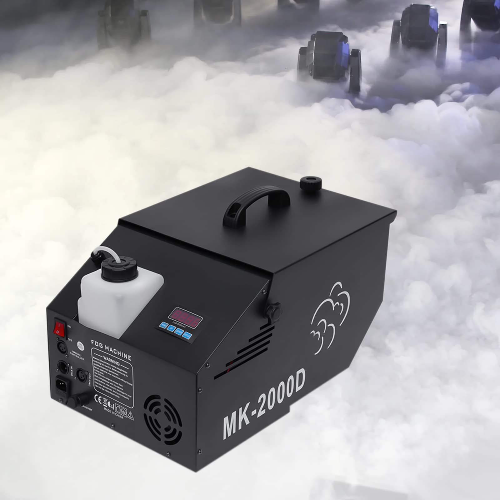DYRABREST Modern 1200W Low-Lying Smoke Machine, DMX Fog Machine with Remote Control, Stage Effect Fog Machine for Stage, Disco, Halloween, Wedding, Performance, Smoke Coverage: 860-1076ft²
