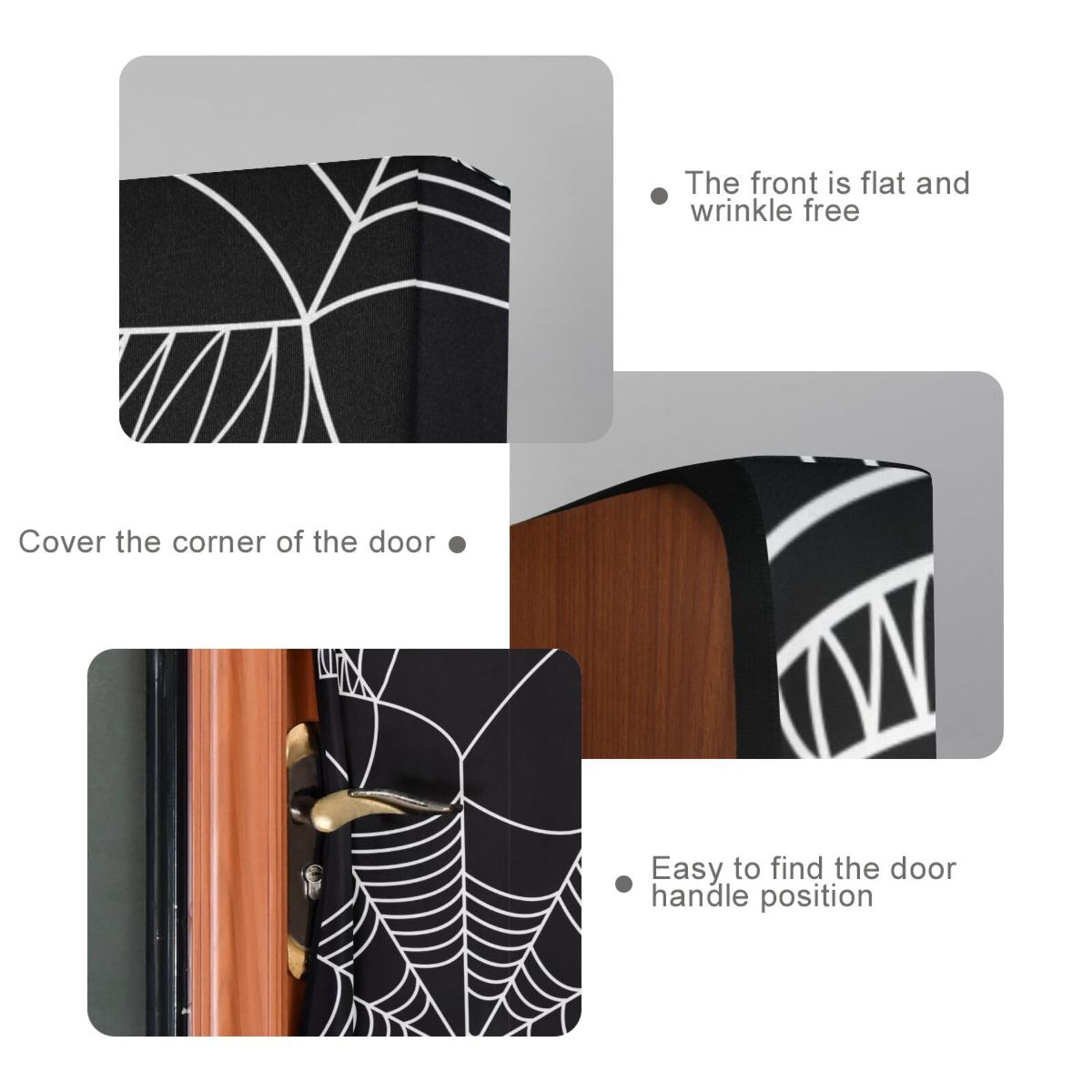 Burbuja Halloween Web Door Cover, Stretch Fabric Backdrop Door Porch Covers for Home Party Holidays Decoration, 32x79 In