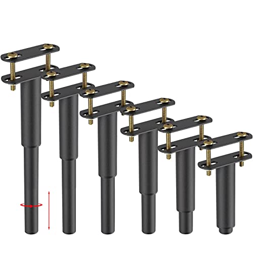 IRONDIY 6PCS Metal Adjustable Height Center Support Leg for Bed Frame,Bed Frame Support Legs for Wooden Slats and Metal Bed Frame,Platform Bed Frame Replacement Legs (7.08" to 13.3")