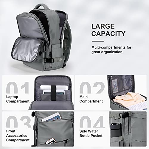 HOMIEE Carry On Bag, Travel Backpack Flight Approved Personal Item Size, Waterproof Luggage Daypack Lightweight Weekender Bag Business Backpack Fits 15.6 Inch Laptop, Grey