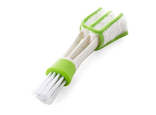 yueton Double Ended Mini Dust Blind Cleaner, Car Vent Brush, Window Blind Brush, Hand Held Magic Brush Blind Duster for House, Car, Office, White and Green