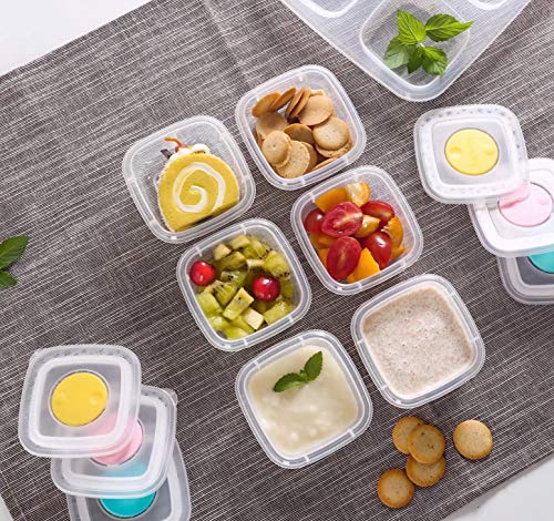 PandaEar Baby Food Snack Plastic Storage Container with Lids, 12 Pack Set BPA Free Freezer & Dishwasher Safe for Kids