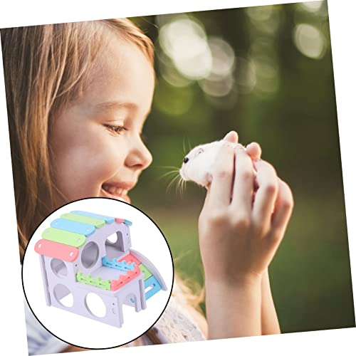 Ipetboom 2 pcs Mini Colorful Sleeping Play Exercise Houses Climbing Hamster Cabin Small Chic Funny Guinea Hut Habitat Chew Toys and Chews with Nest Cage Gerbil Hideouts Hideaway Rat Animal
