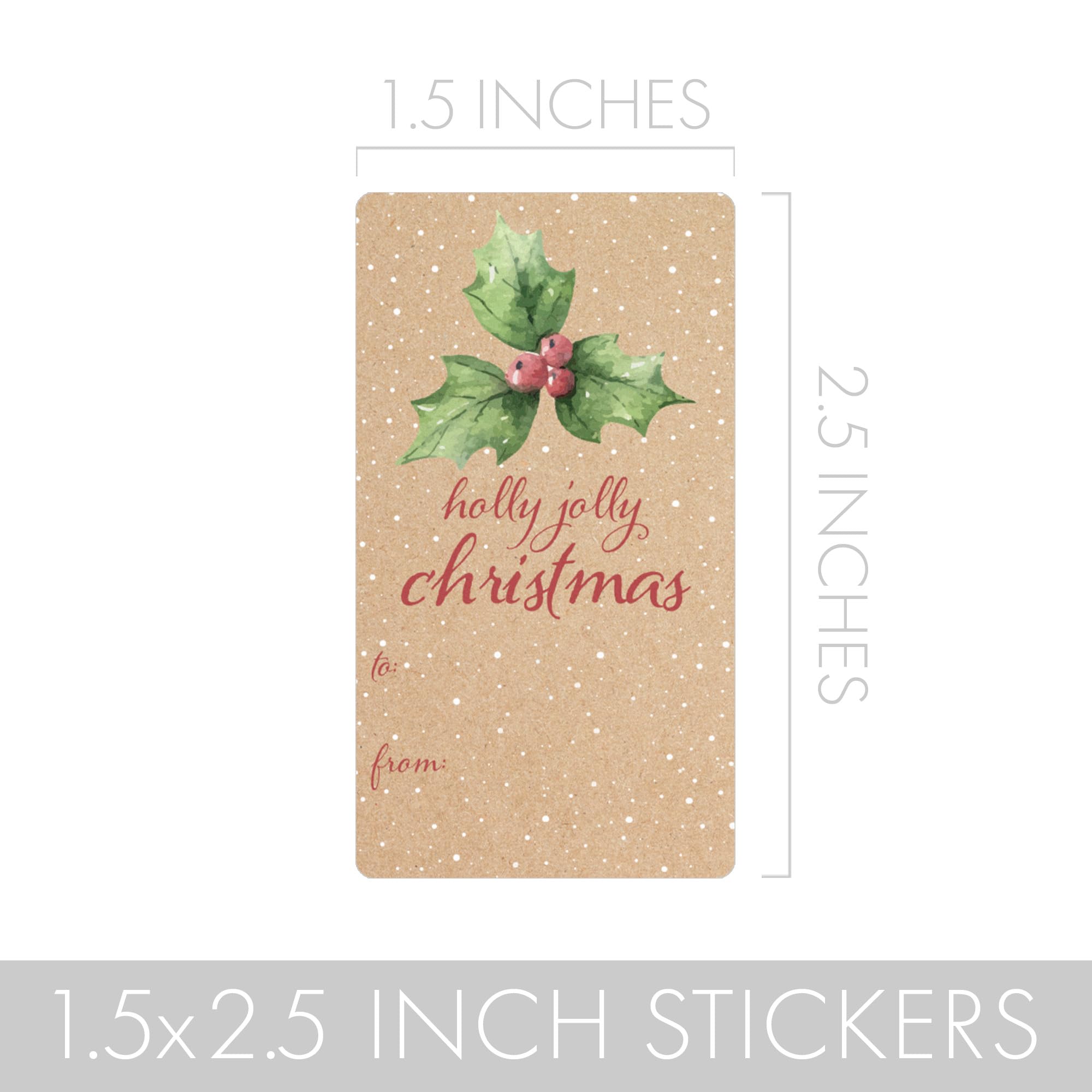 Greenery Christmas Gift Tags, Self-Adhesive Holiday Gift Wrap Tags on Kraft, Peel and Stick Christmas Gift Tags - 75 Count