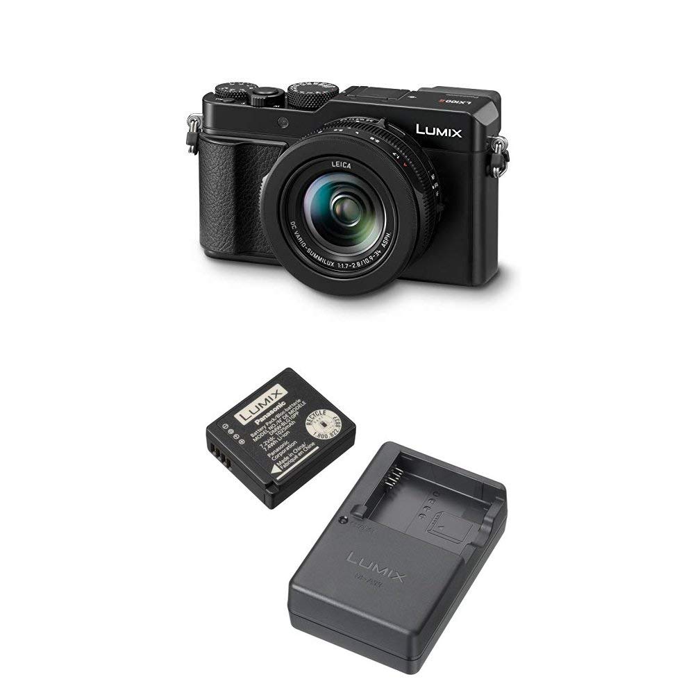 Panasonic Lumix LX100 II Large Four Thirds 21.7 MP Multi Aspect Sensor 24-75mm Leica DC VARIO-SUMMILUX F1.7-2.8 Lens and Lumix Battery & External Charger Travel Pack, Black