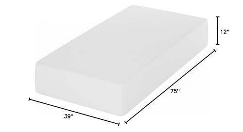 Furinno Tidur Cooling Gel Memory Foam Mattress, 12 Inch, Twin, White