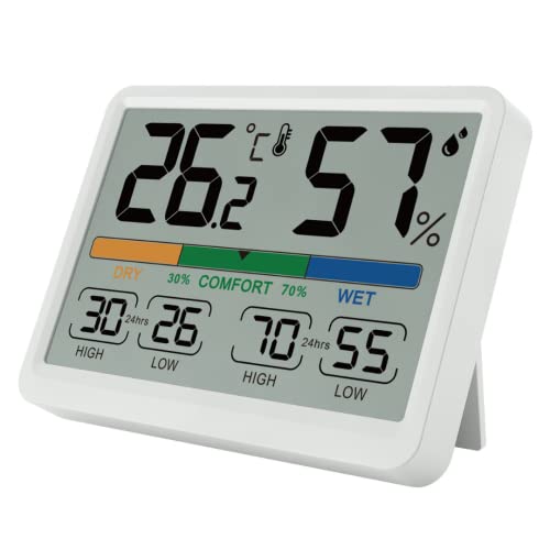 Searon Indoor Thermometer Hygrometer Humidity Meter, Room Temperature Humidity Monitor Gauge, High/Low Temperature Humidity Display,˚F/℃ Switch,Comfort Scale - 3.45 X 2.6 X 0.52 Inches (1 Pack)