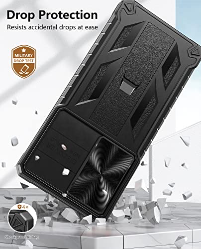 WTYOO for Motorola Moto-G-5G 2022 Case: Military Grade Shockproof Protection Cover with Kickstand | Matte Textured Rugged Protective TPU & Drop Proof Sturdy Phone Case Black