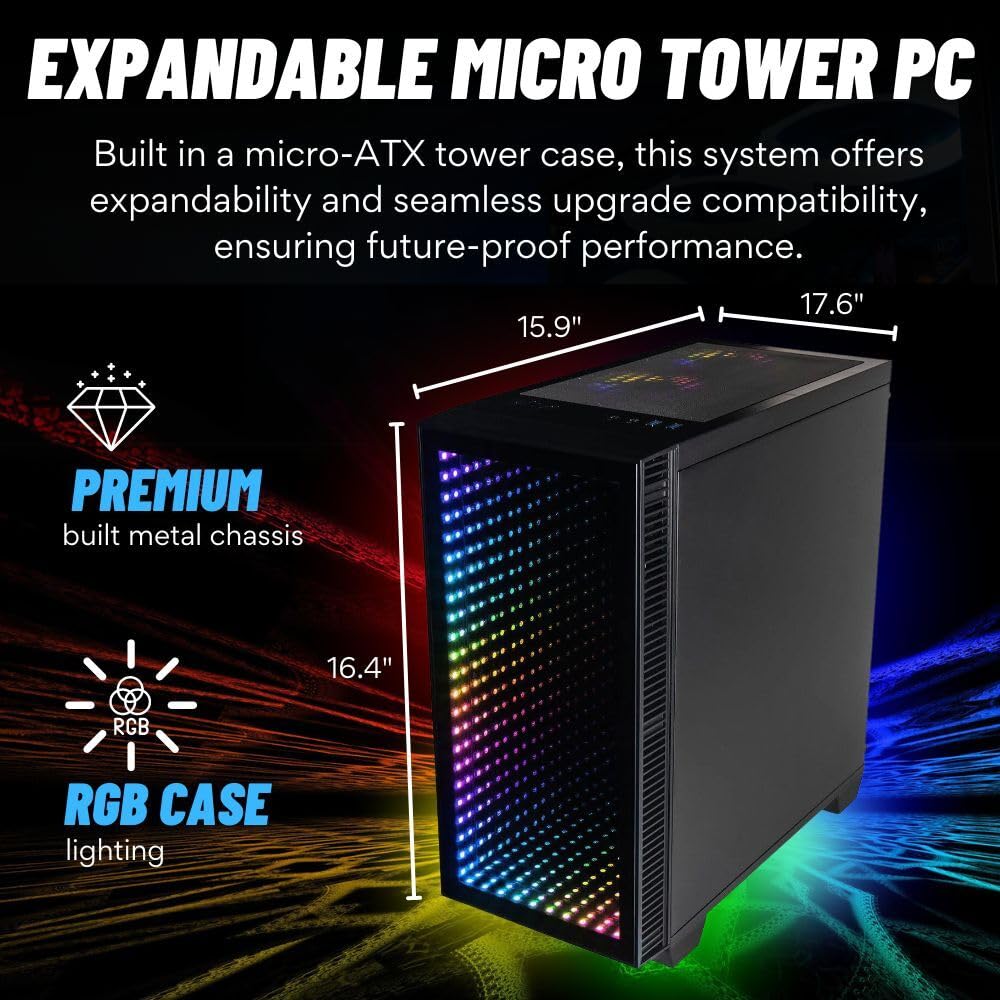 Empowered PC Continuum Micro Gaming Desktop - NVIDIA GeForce RTX 4070 Ti 12GB (> 3090), AMD 8-Core Ryzen 7 5700X3D CPU, 32GB RAM, 512GB NVMe SSD + 2TB HDD, WiFi, Windows 11 Home - RGB Gamer Computer