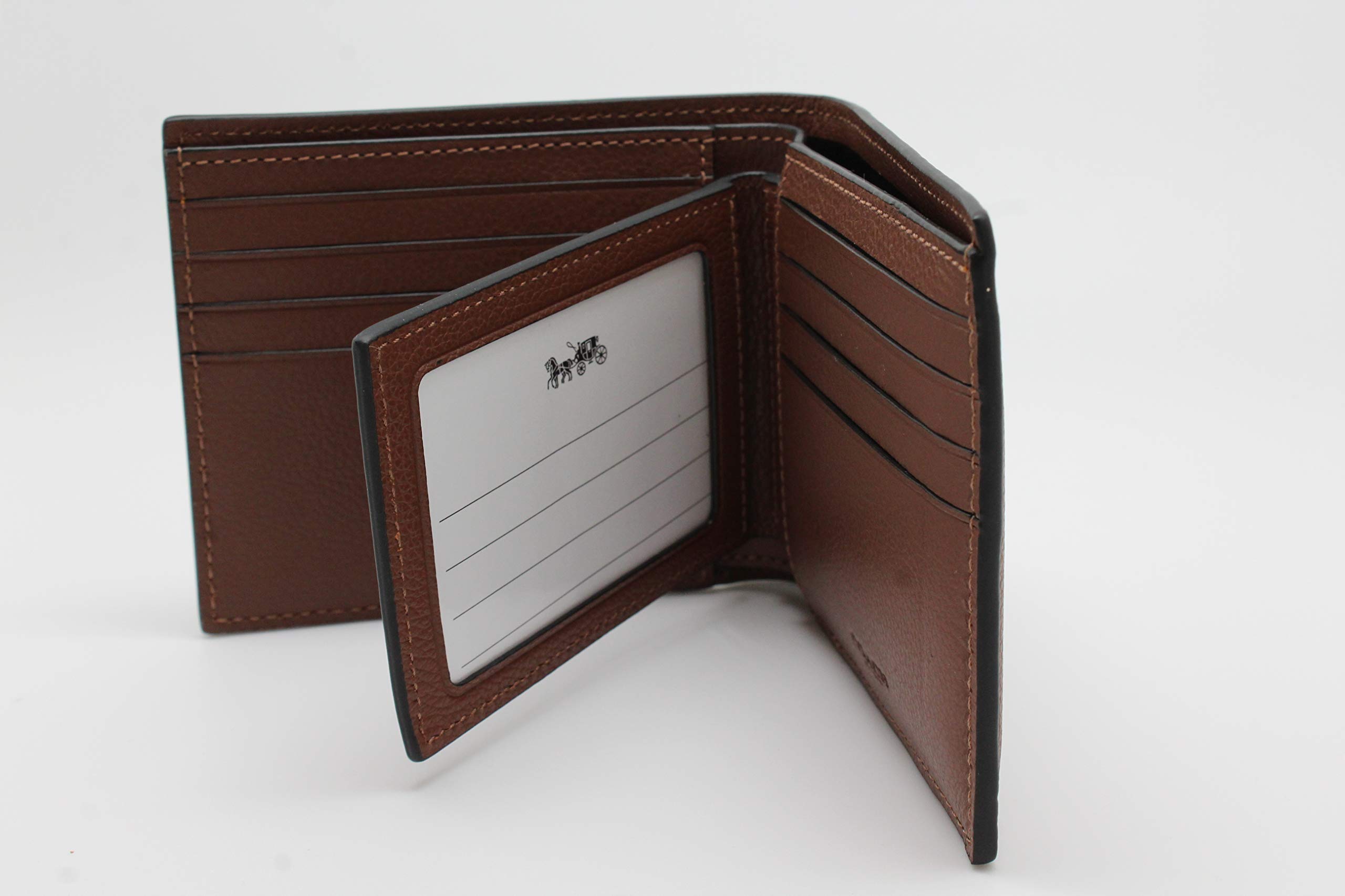 COACH Compact ID Wallet in Sport Calf Leather (Dark Saddle) - F74991 CWH