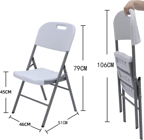 LAKHOW 53d Folding Chair, 4-Piece White Plastic Chair, Stackable Indoor and Outdoor Chairs, for Wedding Backyard Activities, Conference Room Festivals ((4 Pack)