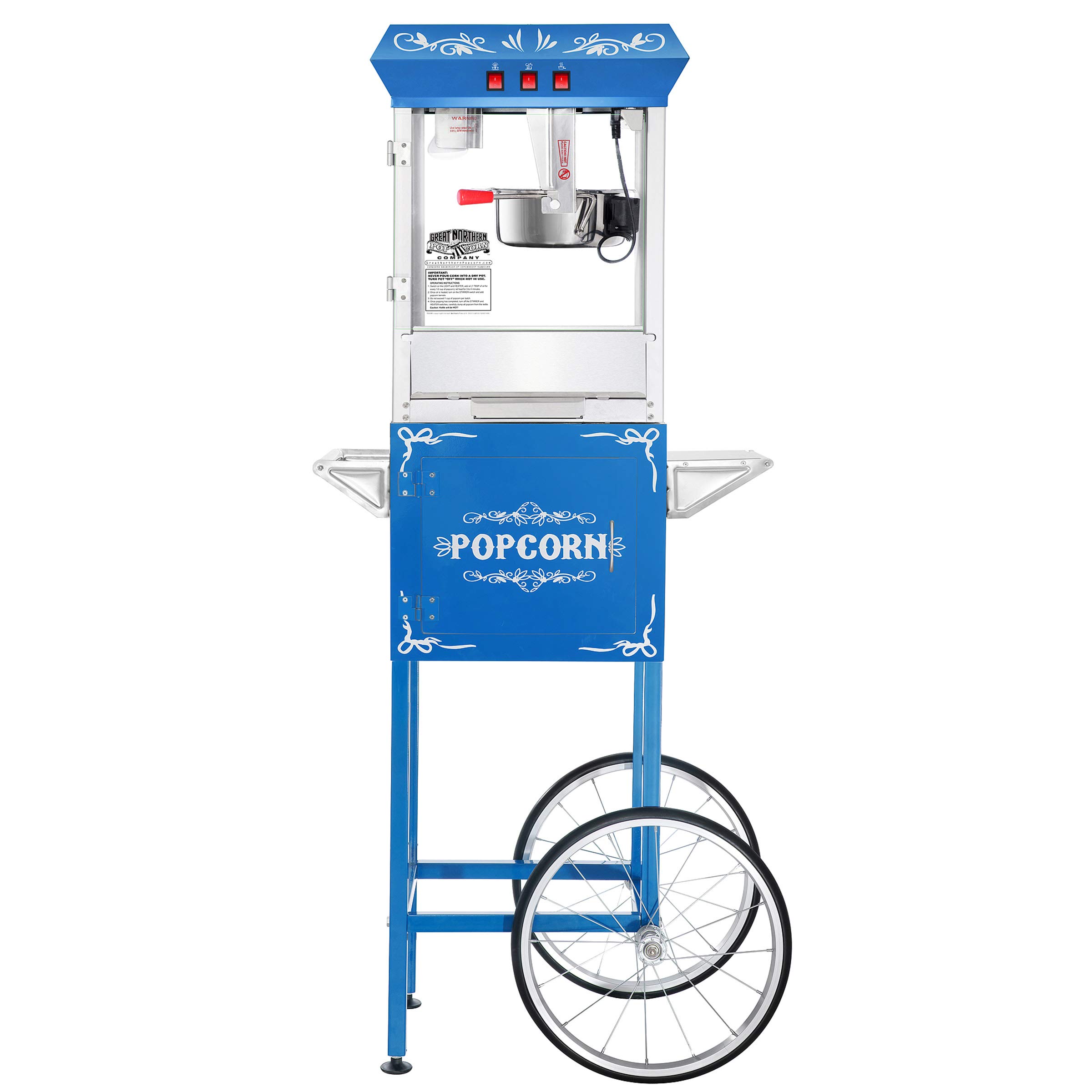 Great Northern Popcorn 738560NWJ Foundation Popcorn Machine with Cart, 8oz, Blue