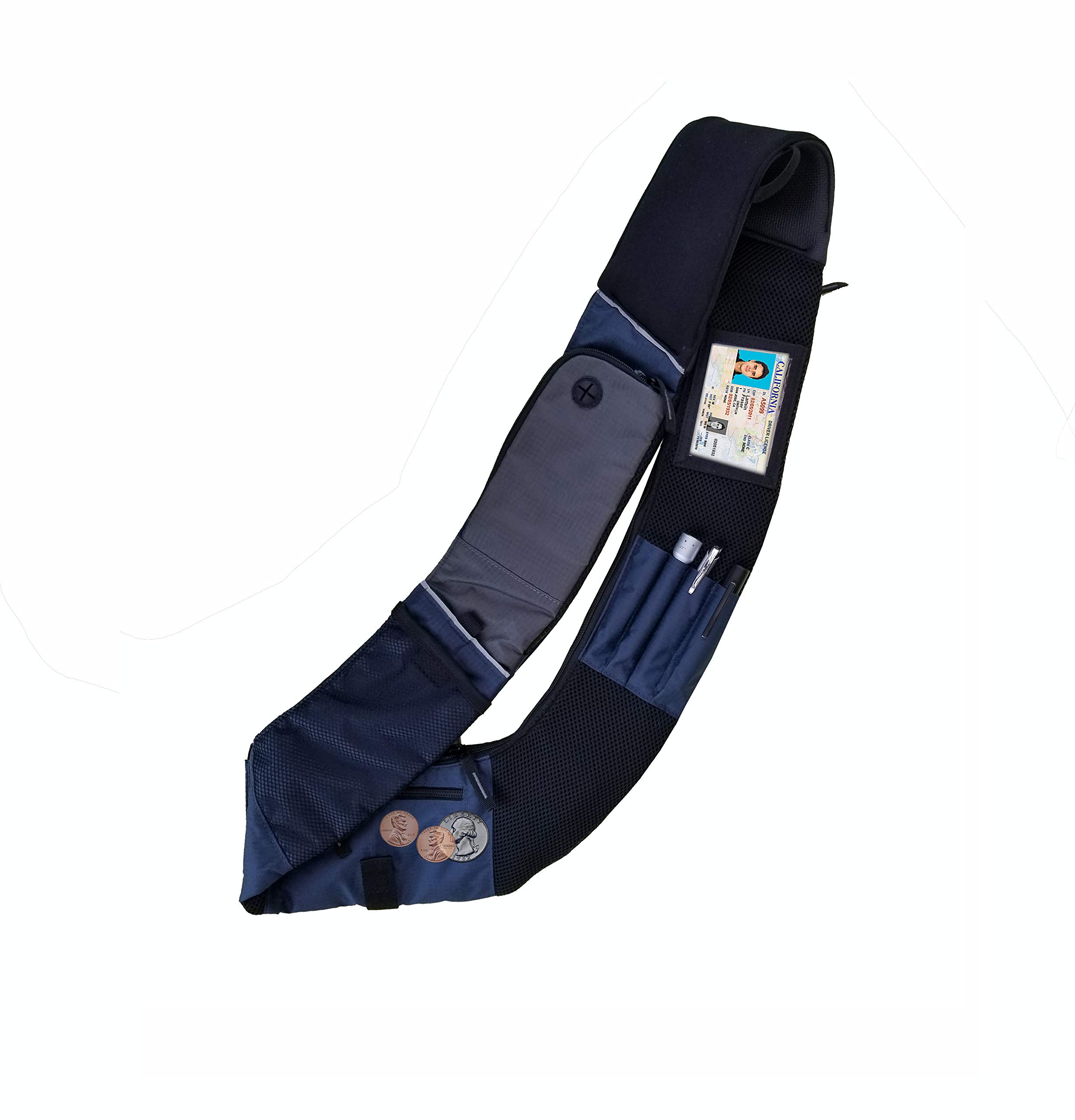 Paqlite CrossTab - TABLET Hands-Free Ultra-Light Personal Pack Carryall CrossBody Shoulder bag - Navy Blue - X-Large