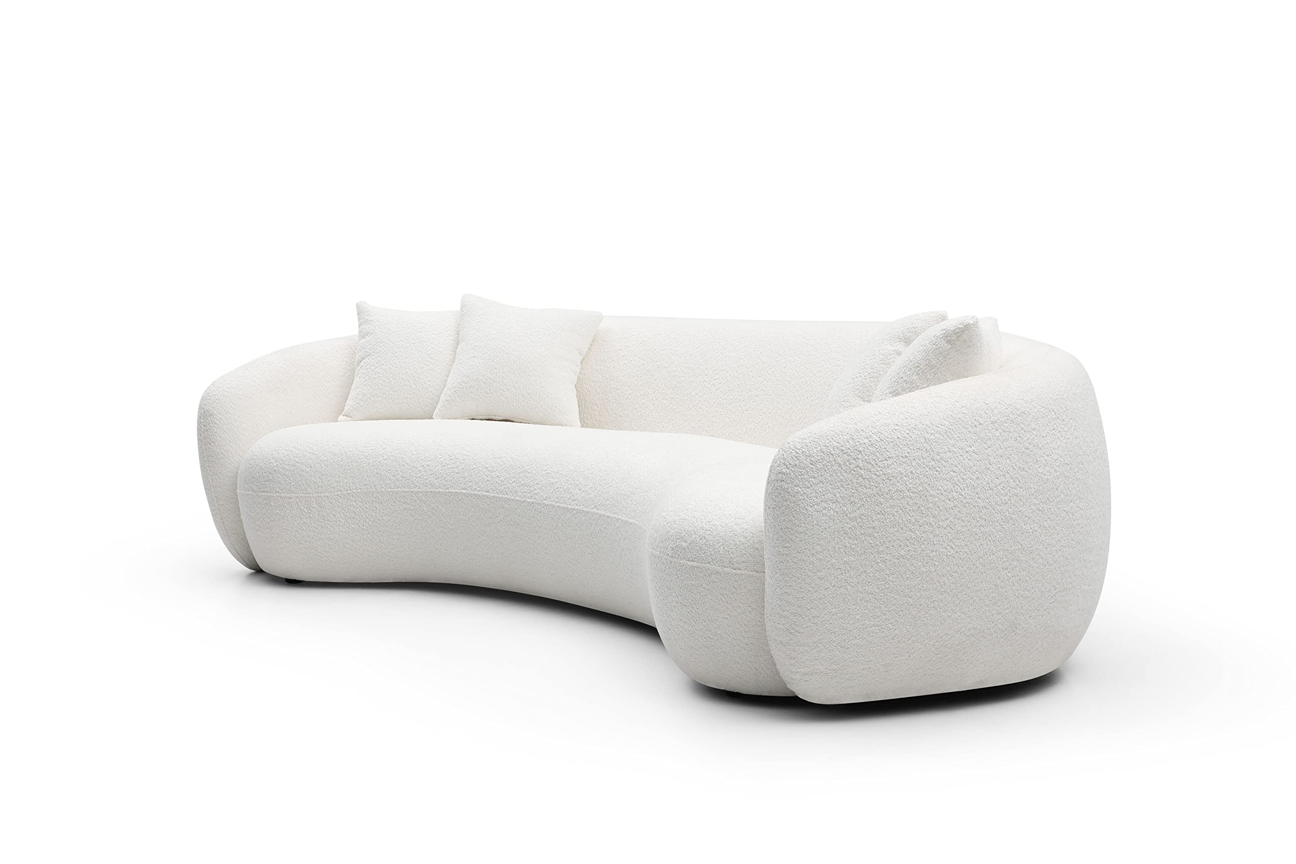 JUSTONE 101" Mid Century Modern Curved Living Room Sofa, 4-Seat Boucle Fabric Couch for Bedroom, Office, Apartment